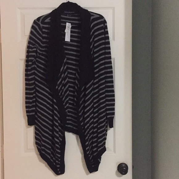 French Connection | Sweaters | Nwt Gray And Black Striped Cardigan ...